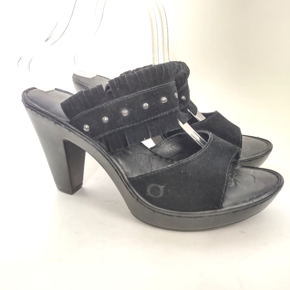 Born | Shoes | Born Kassidy Suede Leather Black Block Heel Sandals ...